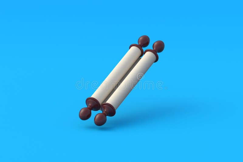 Falling Closed Paper Scroll on Blue Background. Blank Ancient ...