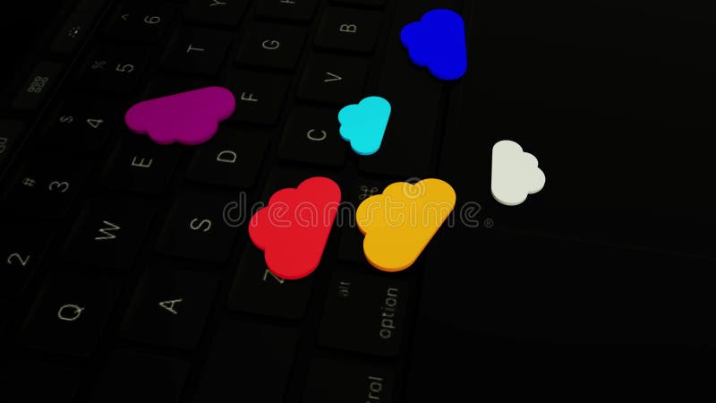 Falling Clouds on a Laptop Keyboard Animated Video 4K Stock Video ...