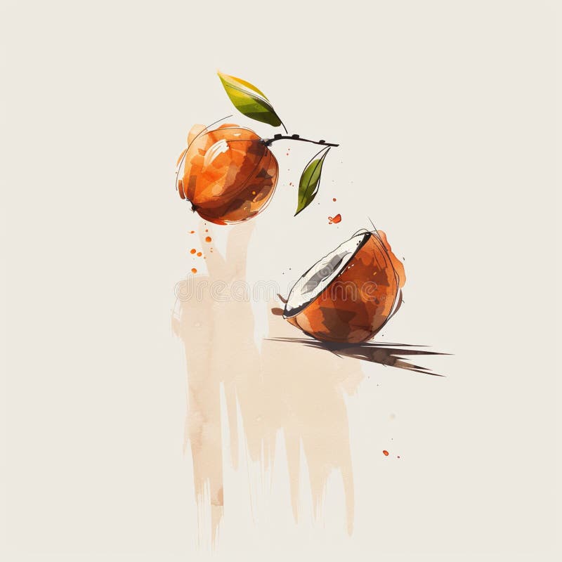 A Falling Coconut Fruit Illustration with Minimalist Design Evokes ...