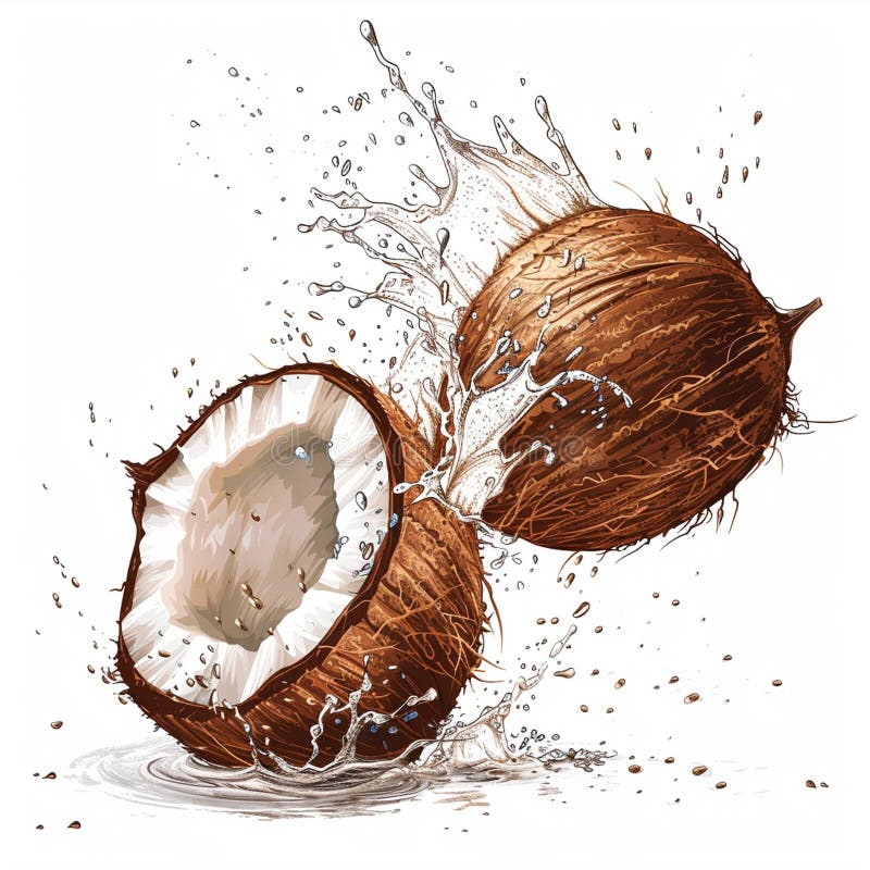 Falling Coconuts Create Refreshing Tropical Scene with Splashes of ...