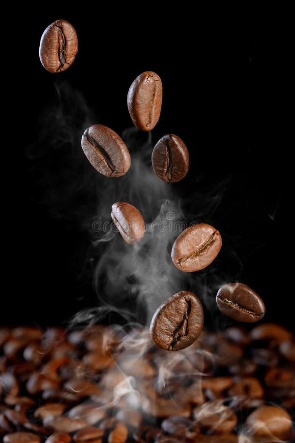 Falling Coffee Beans. Coffee Beans are Falling Down Stock Image - Image ...