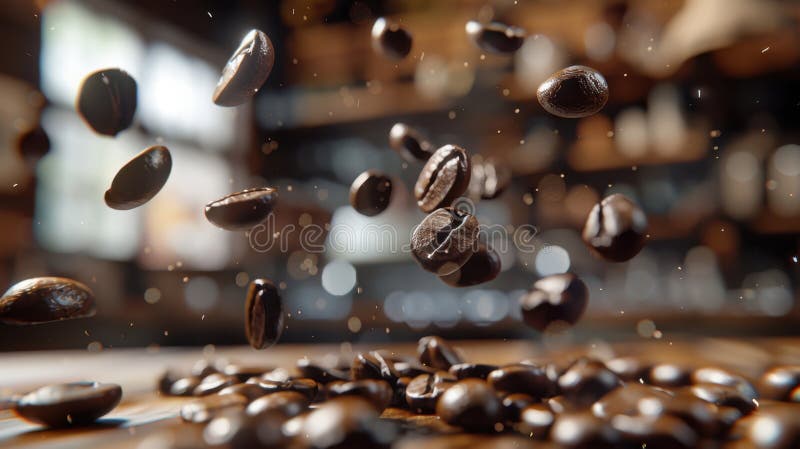 The Falling Coffee Beans..AI Generated Image Stock Image - Image of ...