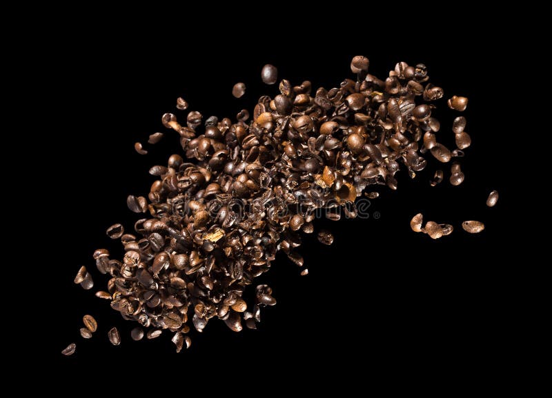 Falling Coffee Beans on Black Background Stock Photo - Image of nature ...