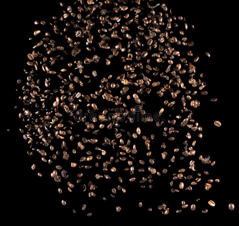 Falling Coffee Beans on a Black Background Stock Image - Image of ...