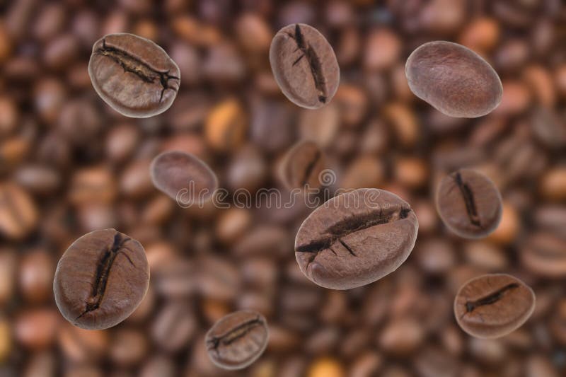 Falling Coffee Beans. Flying Defocused Coffee Beans Stock Image - Image ...