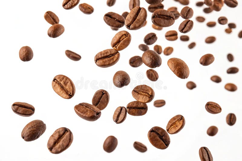 Falling Coffee Beans â€ Isolated on White Background Stock Illustration ...