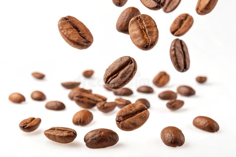 Falling Coffee Beans â€ Isolated on White Background Stock Illustration ...