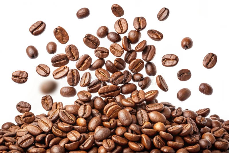 Falling Coffee Beans Isolated on White Background with Clipping Path ...