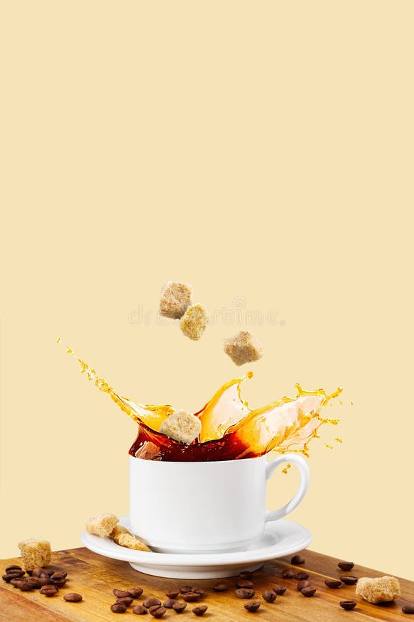 Falling Coffee Cup. Cup of Coffee Splashes while Falling. Splash in ...