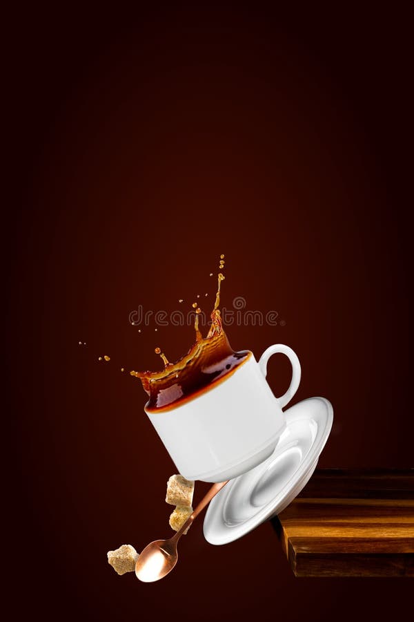 Falling Coffee Cup. Cup of Coffee Splashes while Falling. Splash in ...