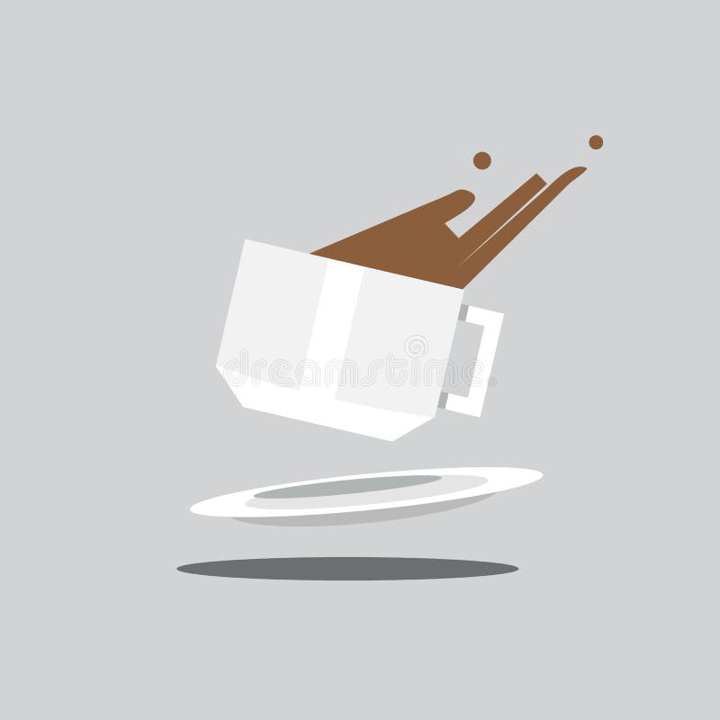 Falling coffee cup - stock illustration. Illustration of cafe - 57642431