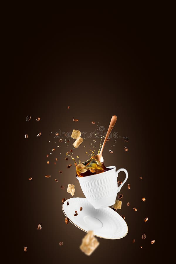 Falling Coffee Cup. Cup of Coffee Splashes while Falling. Splash in ...