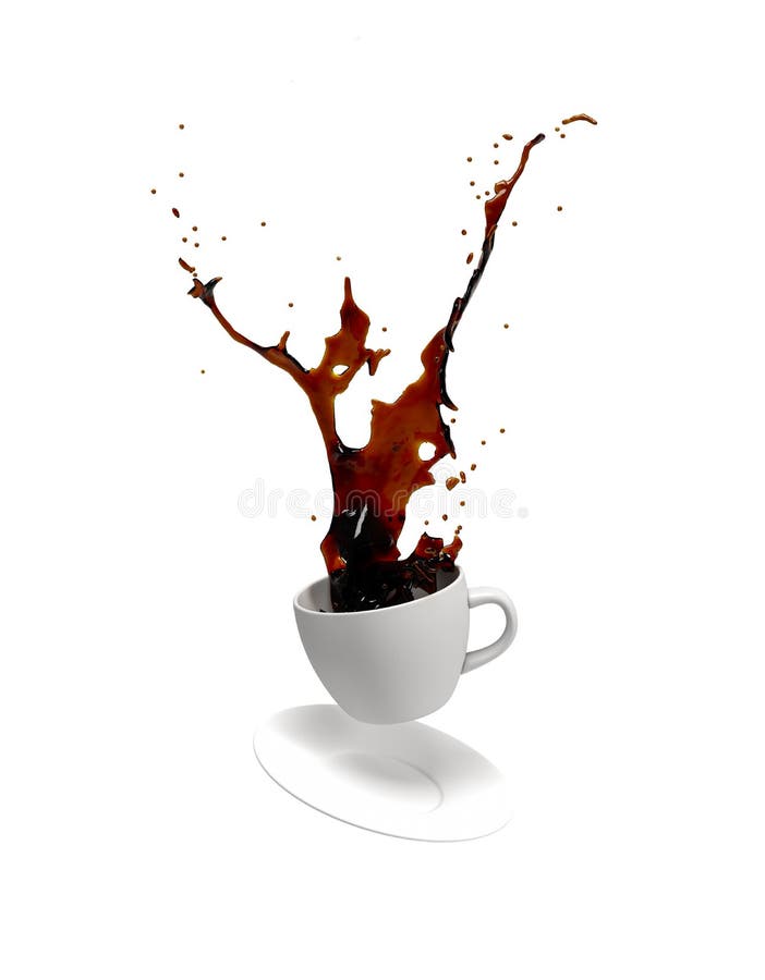 Falling Coffee Cup on White Background 3d Illustration Stock ...