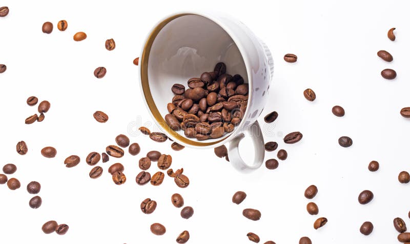 Falling Coffee Cups and Beans Stock Image - Image of close, fresh: 38105463