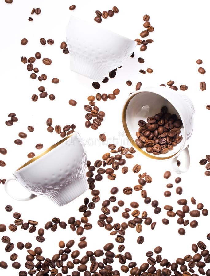 Falling Coffee Cups and Beans Stock Image - Image of falling ...