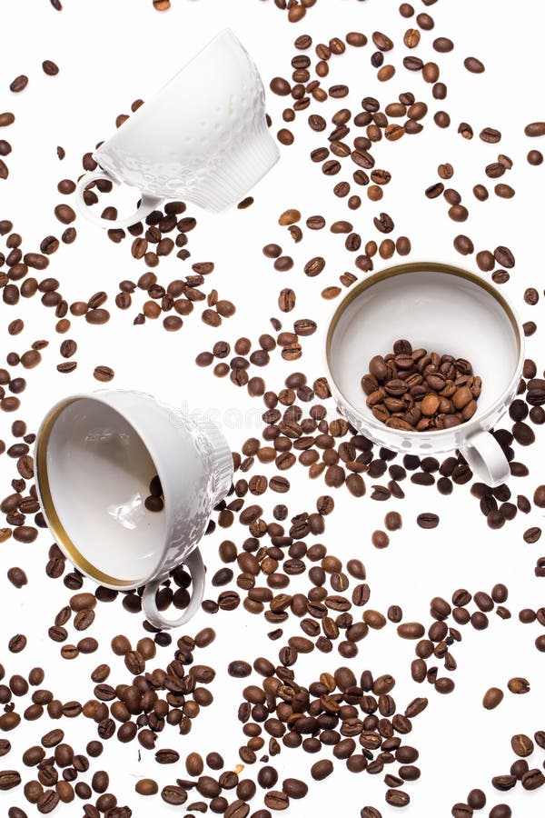 Falling Coffee Cups and Beans Stock Image - Image of falling ...