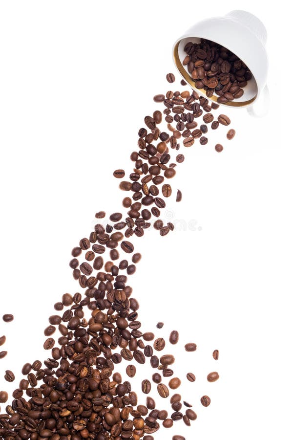 Falling Coffee Cups and Beans Stock Image - Image of cappuccino, brown ...
