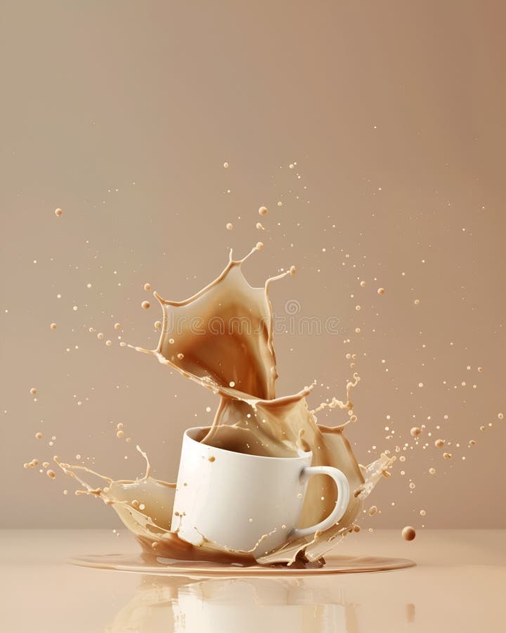 Falling Coffee Mug Shattering with Splash, Dramatic Action Ai Stock ...