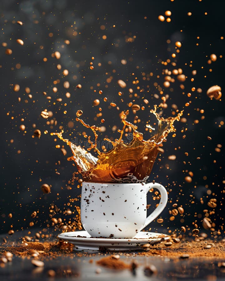 Falling Coffee Mug Shattering with Splash, Dramatic Action Ai Stock ...