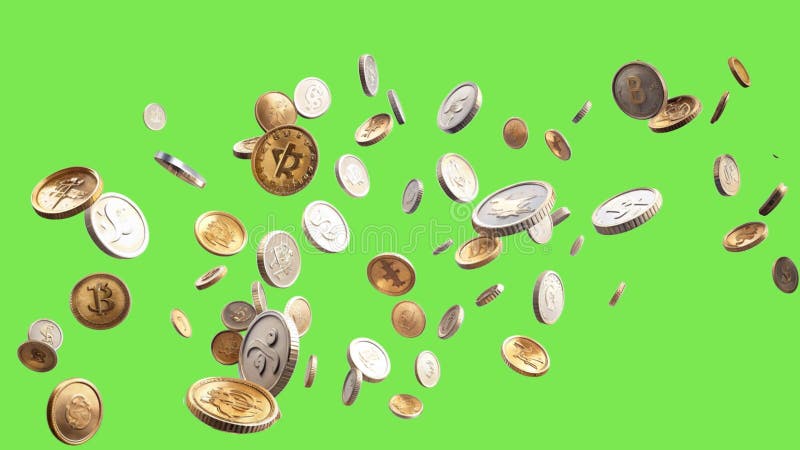 Falling Coin with Green Screen Stock Video - Video of money, business ...