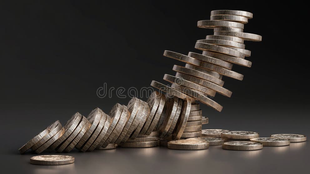 Falling Coin Stack Financial Instability Stock Illustration ...