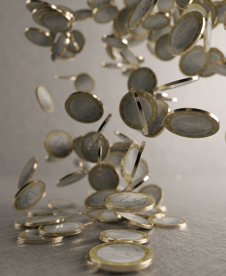 Falling Coins Concept 3d Render Stock Illustration - Illustration of ...