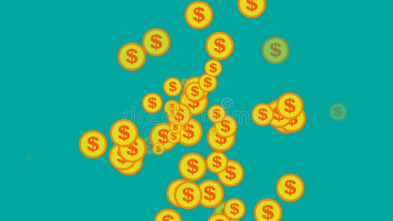 Falling Coins or Money Golden Rain Motion Green Screen Loop Animation ...