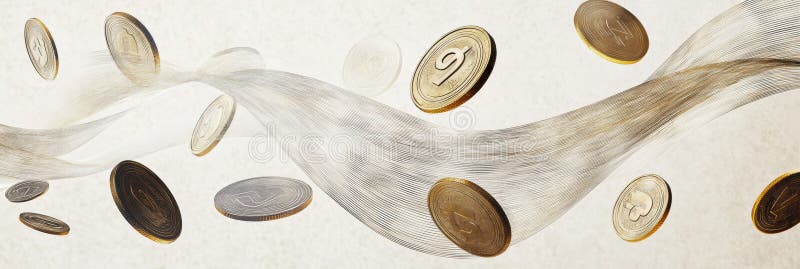 Falling Coins and Price Tags Create a Mesmerizing Abstract Display with ...