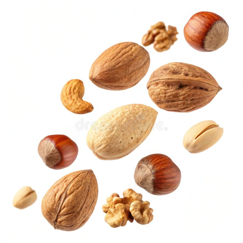 Falling Collection of Nuts Realistic Nuts Stock Illustration ...