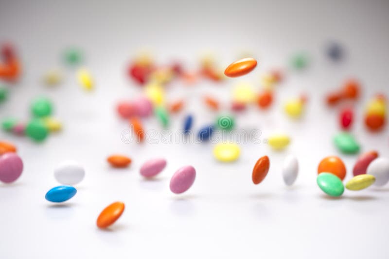 Falling Colored Candy from Above Stock Image - Image of snack, dessert ...