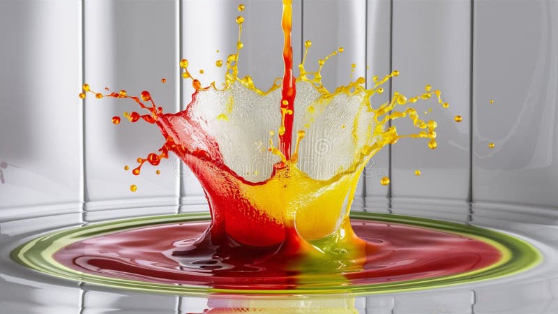 Falling Colored Liquid. Splashes of Juice when Falling Stock ...