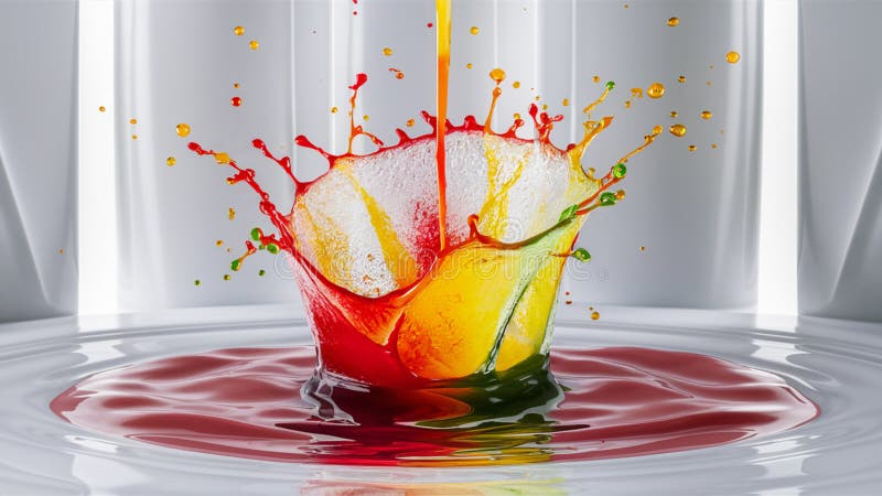 Falling Colored Liquid. Splashes of Juice when Falling Stock ...