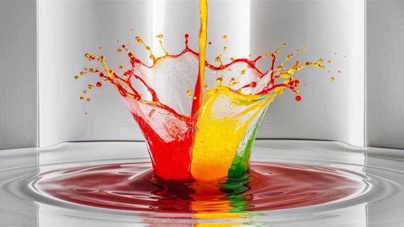 Falling Colored Liquid. Splashes of Juice when Falling Stock ...
