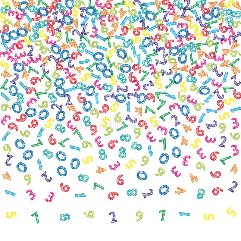Falling Colorful Sketch Numbers. Math Stock Photo - Image of ...