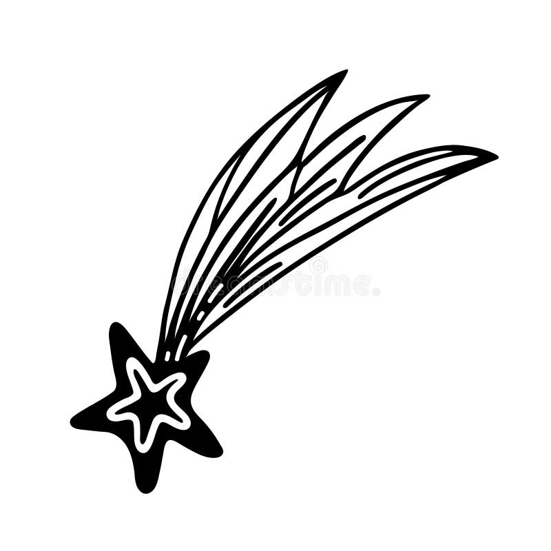 Falling Comet Vector Icon. Hand Drawn Illustration Isolated on White ...