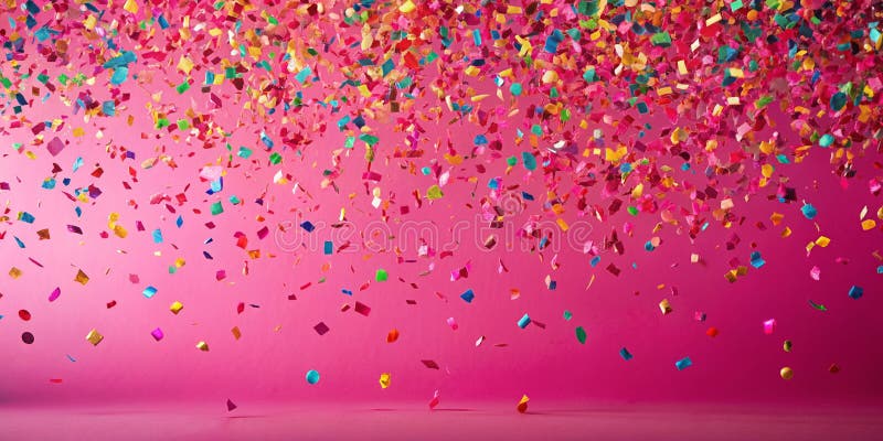 Falling Confetti on Bright Pink Background Generative by AI Stock ...