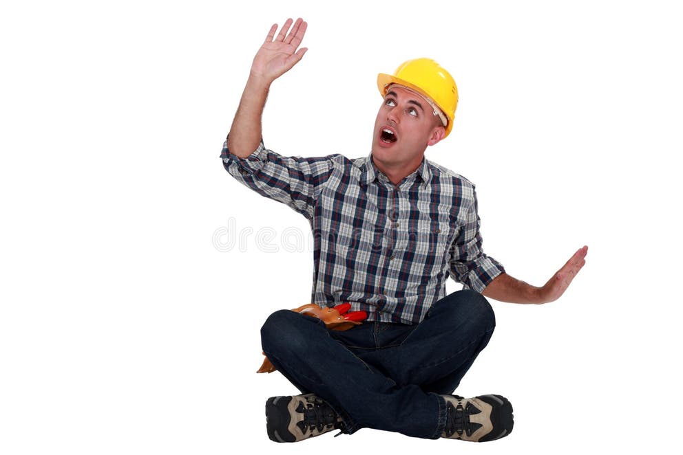Falling on a Construction Worker Stock Image - Image of falling ...