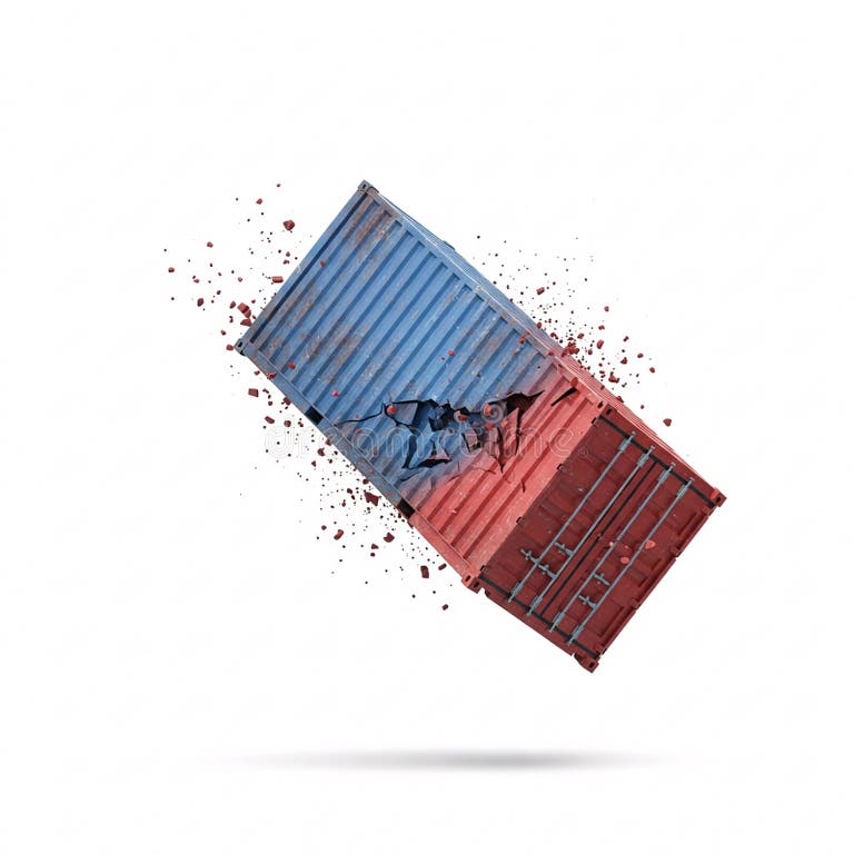 Falling Container on White Background. Shipping Container Stock ...