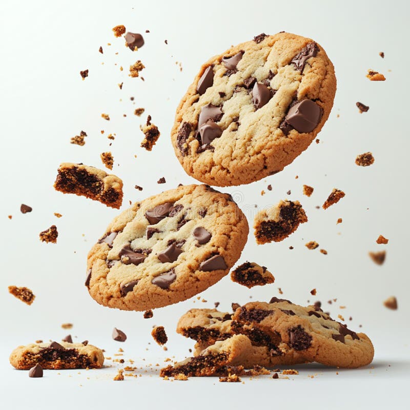 Falling Cookies with Chocolate and Small Pieces Stock Illustration ...