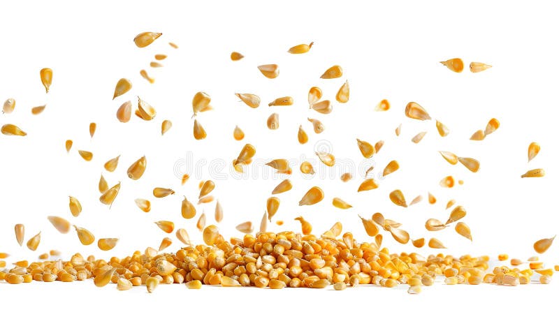 Falling Corn Seeds Isolated on White Background with Clipping Path ...
