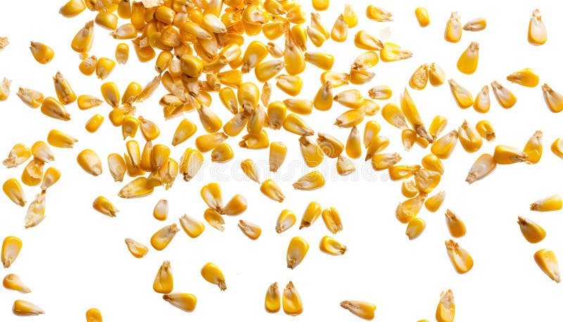 Falling Corn Seeds Isolated on White Background with Clipping Path ...