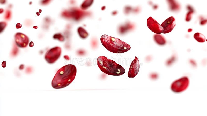 Falling Cranberry Slices Isolated on a White Background Stock ...