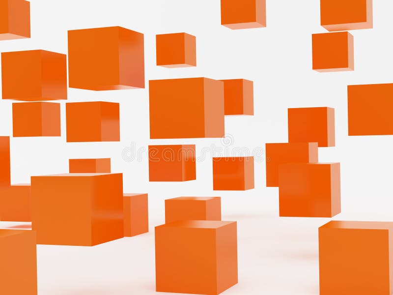 Falling Cubes of Orange Colour Stock Illustration - Illustration of ...