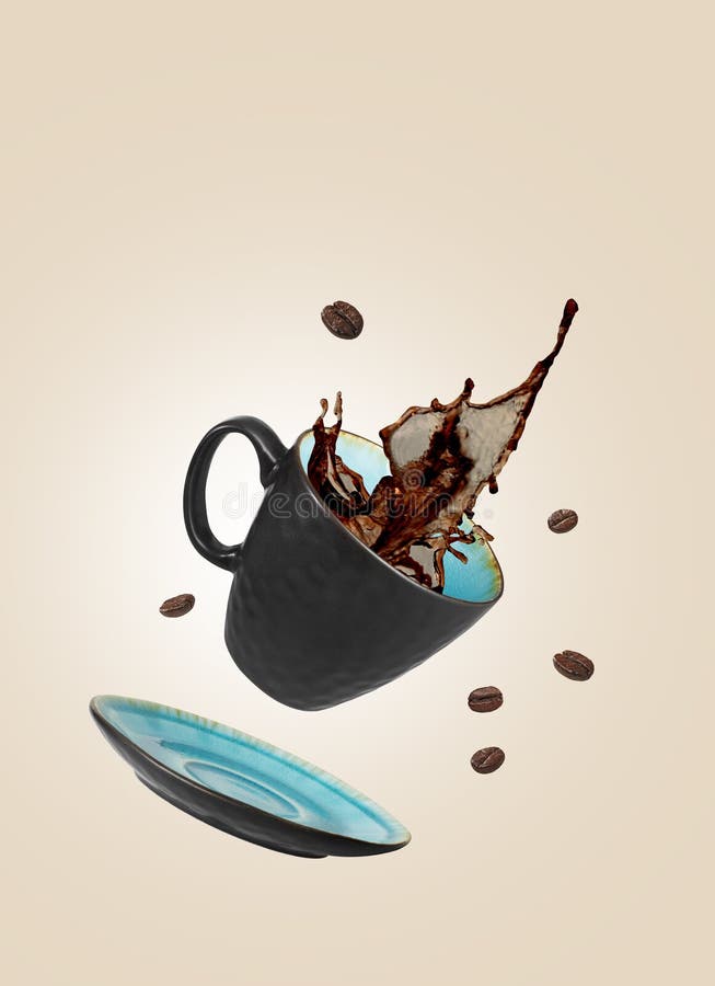 Falling cup of coffee stock image. Image of clipping - 242385823