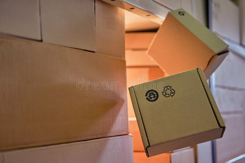 Delivery Man with Falling Stack of Boxes Stock Photo - Image of ...