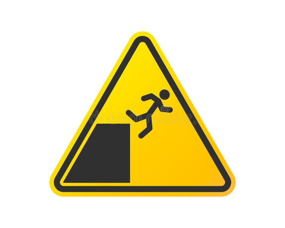Falling Danger Sign on White Background. Fall Down Caution Hazard Icon ...