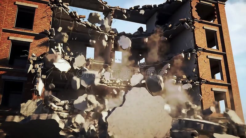 Falling Debris from a Collapsing Structure Stock Video - Video of ...