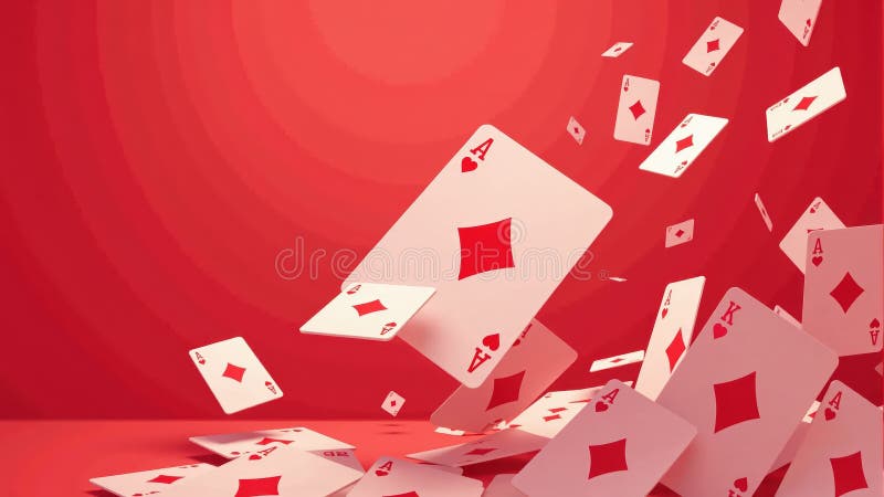 Falling Diamond Ace Playing Cards Background Stock Illustration ...