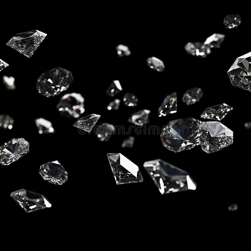 Falling Diamonds on Black Background, Created with Generative AI Stock ...