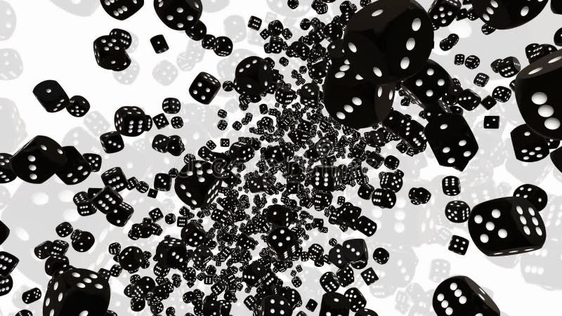 Falling Dice on a Black Background 3d Animation Stock Video - Video of ...